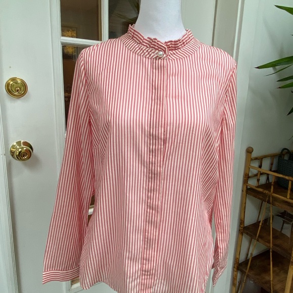 Talbots | Tops | Nwt Talbots Red And White Striped Button Down With ...